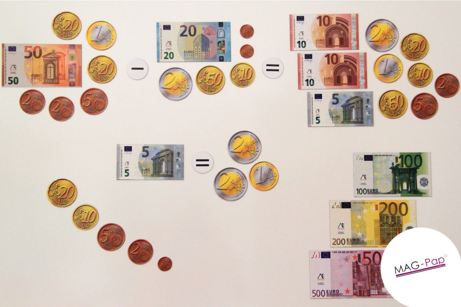 Set de joaca EURO bancnote si monede - magnetice • MaterialeDidactice.ro