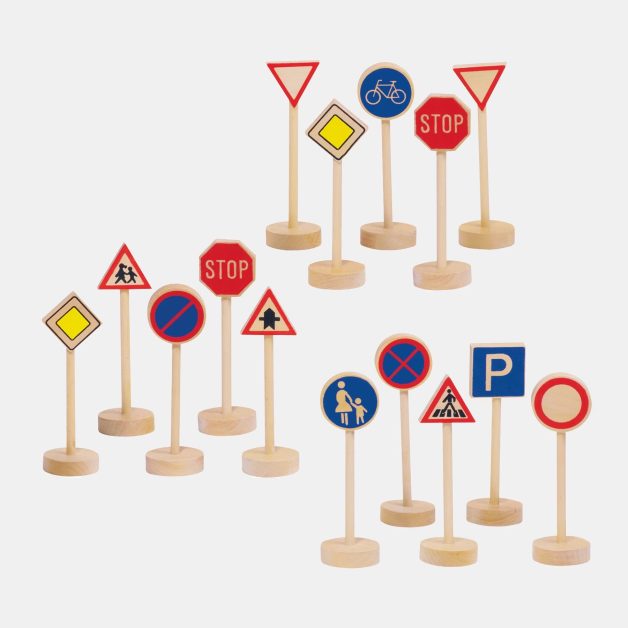 Set 15 semne de circulatie din lemn • MaterialeDidactice.ro